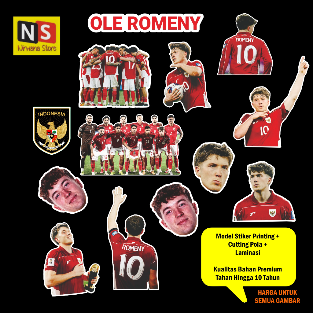 Jual Stiker Nirwana Bahan Premium - Sticker Ole Romeny Timnas Pack ...