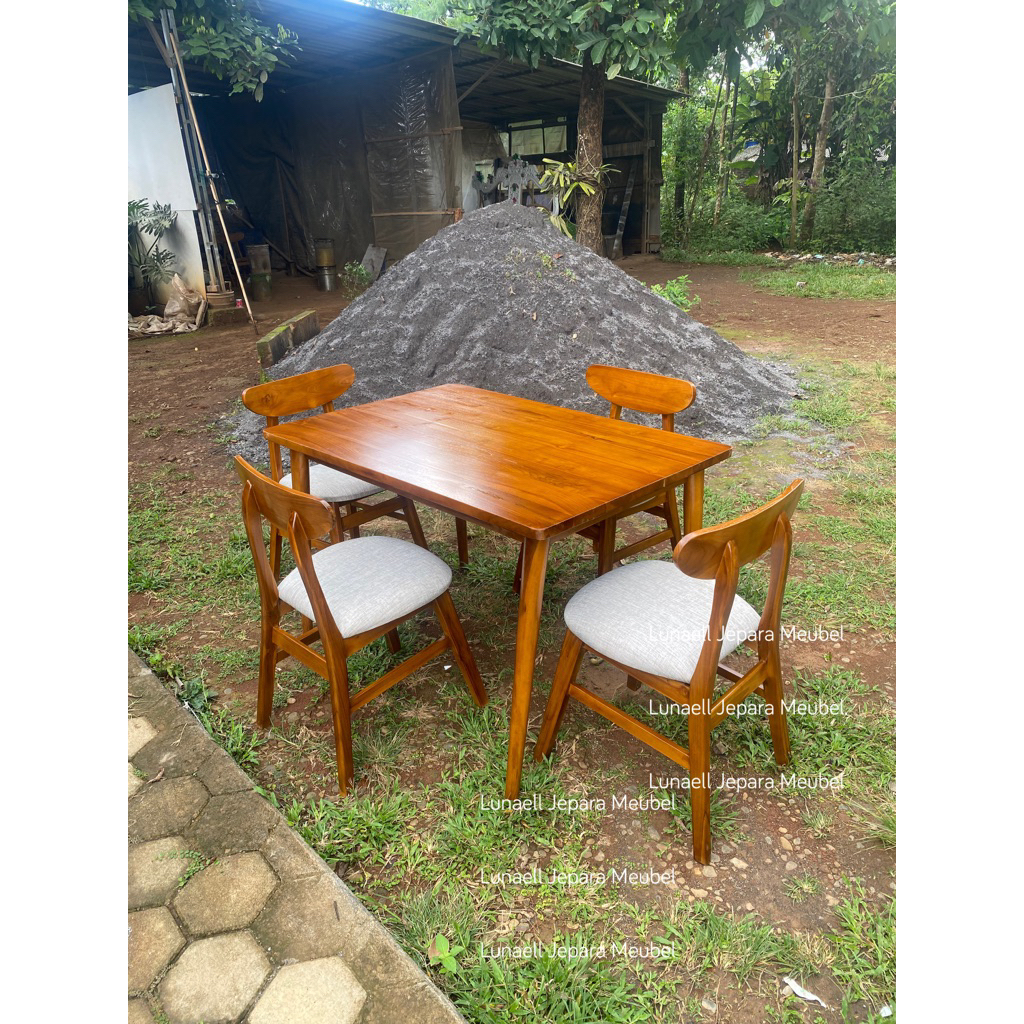 Jual Meja makan kursi ropan minimalis jati jepara murah | Shopee Indonesia