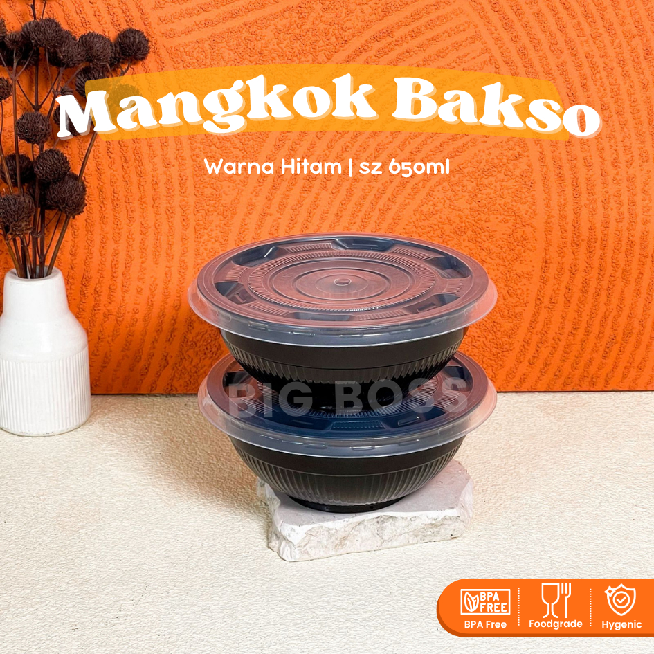 Jual [ISI 50PCS] Mangkok Bakso Plastik Hitam 650ml Tahan Panas Food ...