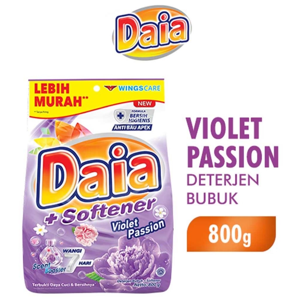 Jual Daia Detergent Bubuk + Softener Violet Passion 800g | Shopee Indonesia