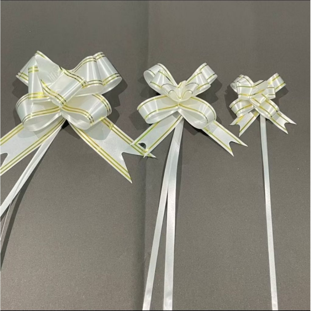 Jual (Isi 10 pcs) 15 MM Pita tarik liat emas hiasan parcel / pita serut ...