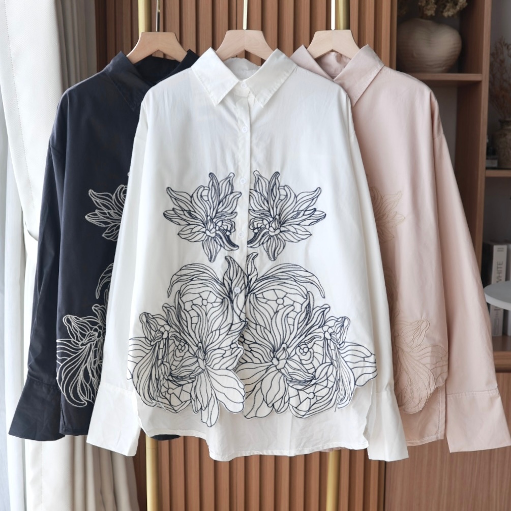 Jual PATRICE OVERSIZED SHIRT COTTON BORDIR | Shopee Indonesia