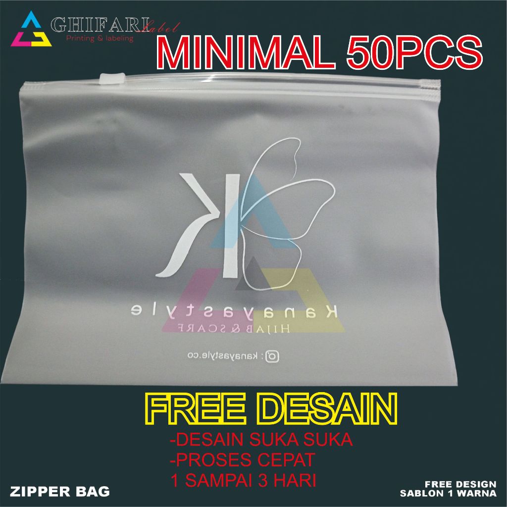 Jual zipperbag custom desain / pouch hijab / plastik hijab / plastik ...
