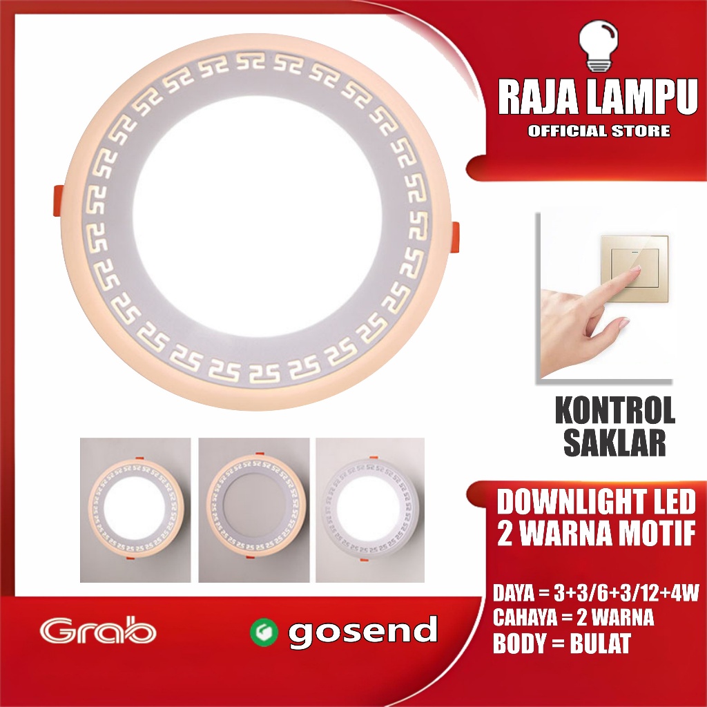 Jual 【Raja Lampu】Lampu Downlight LED 3 Warna Lampu Panel LED Lampu ...