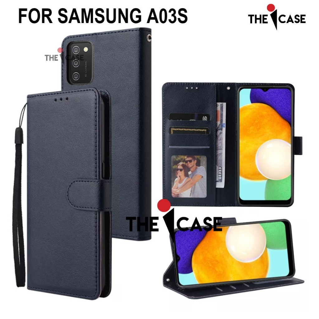 Jual Casing samsung a03s model flip buka tutup case kulit ada tempat ...