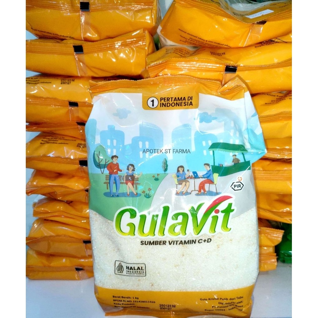 Jual GULAVIT Gula Pasir Kemasan 1kg Kemasan Warna Kuning | Shopee Indonesia