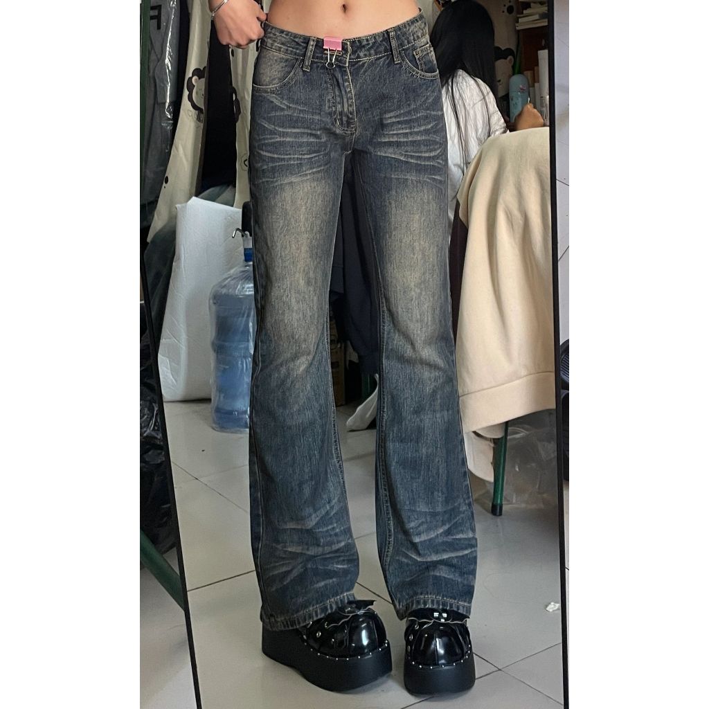 Jual YOYO - Retro Cutbray Jeans Wanita Celana Cutbray Highwaist Premium ...