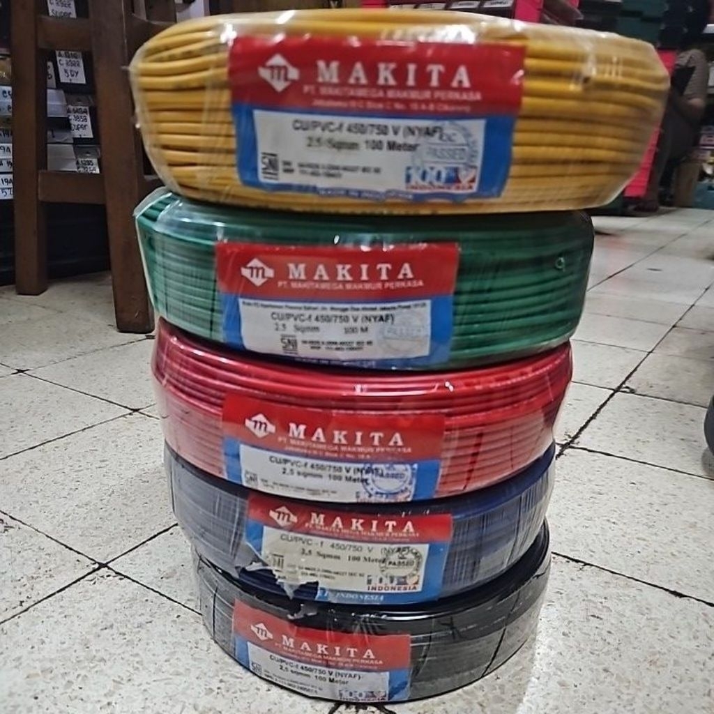 Jual KABEL NYAF 1x2.5 PER 100 METER MAKITA CABLE SERABUT TEMBAGA MURNI ANTI TIKUS ROLL | Shopee ...