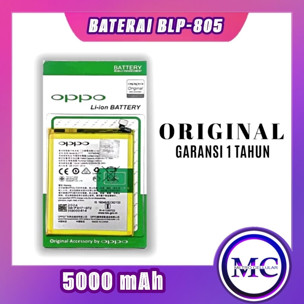 Jual BATERAI OPP0 blp- 805 A16 / A33 2020 / A53 2020 / A54 / A55 / A74 ...