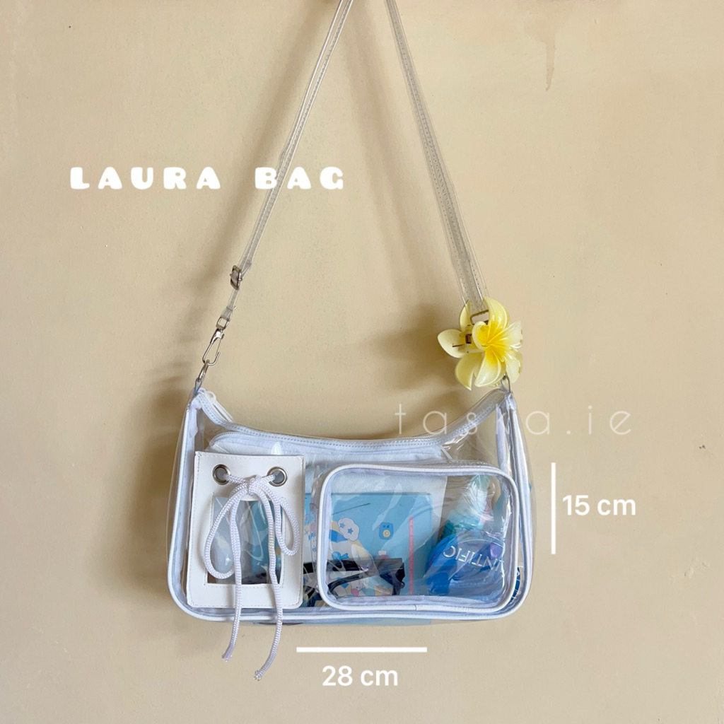 Jual (LAURA BAG)Tas Bahu saku selempang wanita pvc transparant konser | Shopee Indonesia