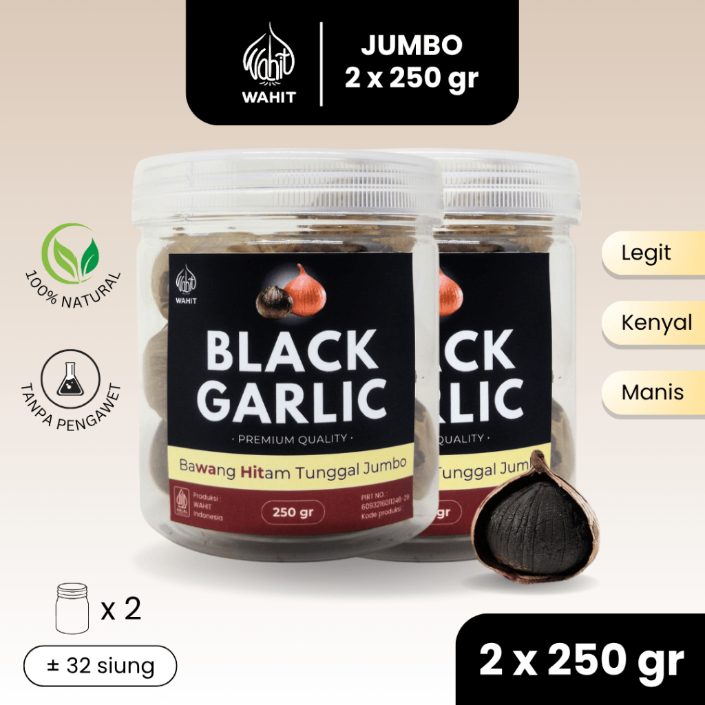 Jual 2x250gr Bawang Hitam Tunggal Jumbo Black Garlic Solo Lanang WAHIT ...