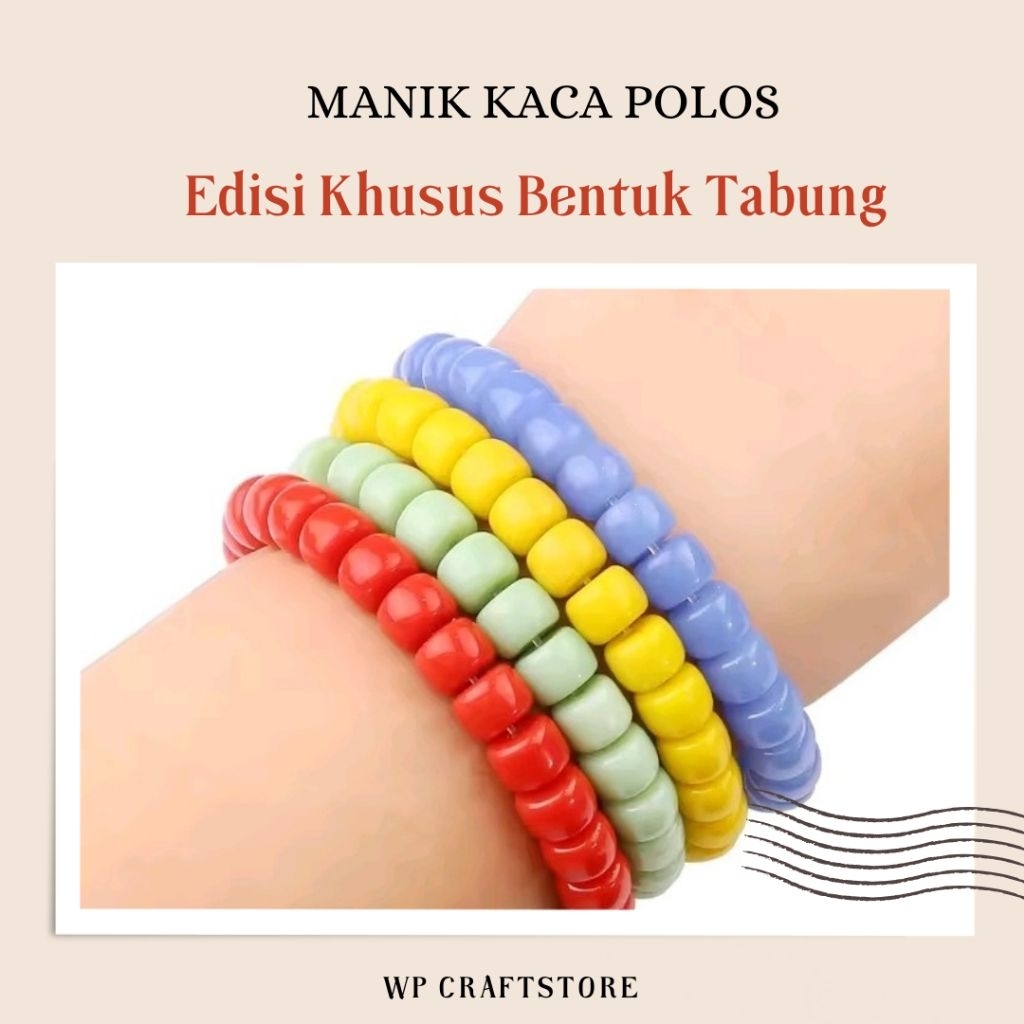 Jual (10 biji) MANIK KACA WARNA POLOS MODEL TABUNG 8 MM | Shopee Indonesia