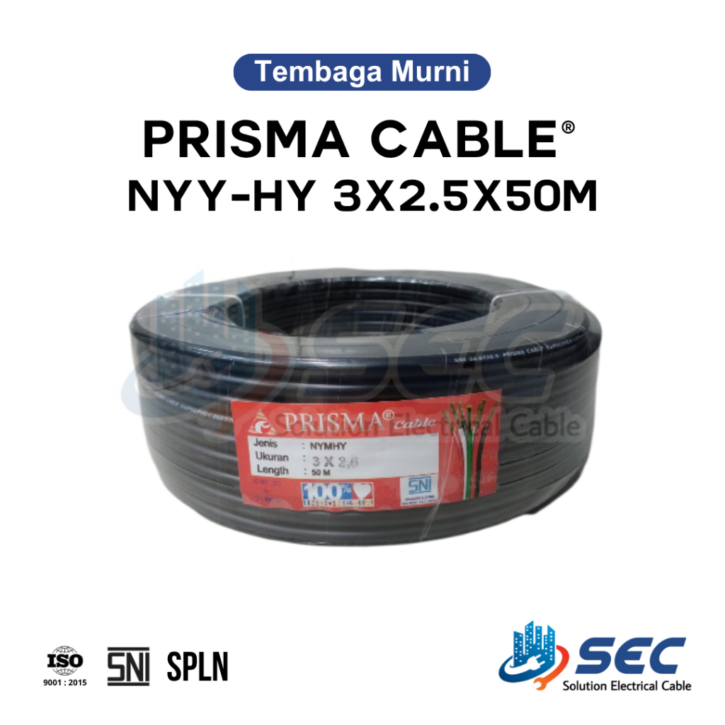 Jual Kabel listrik serabut 3x2.5mm Panjang 50M NYYHY 3x2.5x50M PRISMA ...