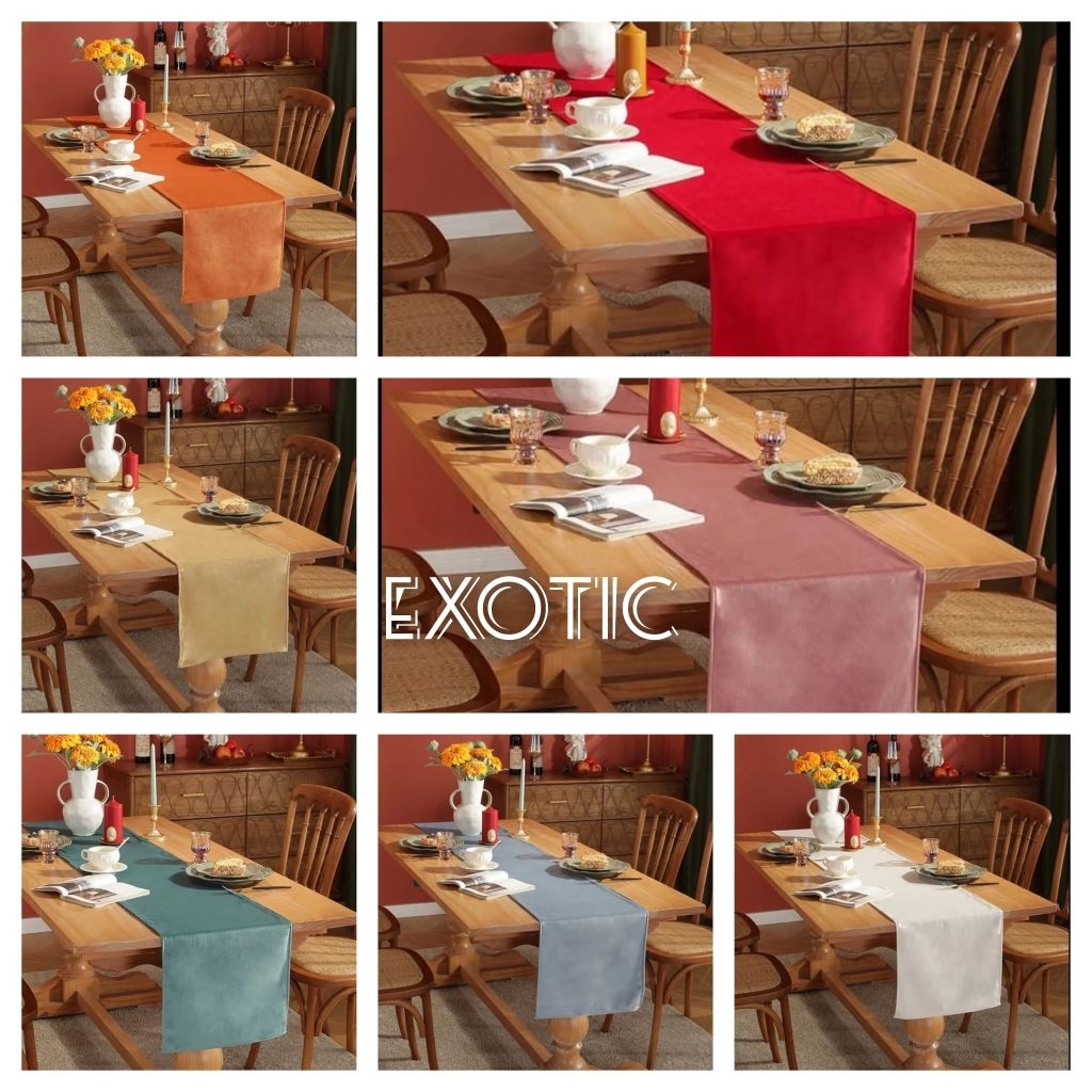 Jual taplak meja / table runner polos minimalis / bahan suede premium ...