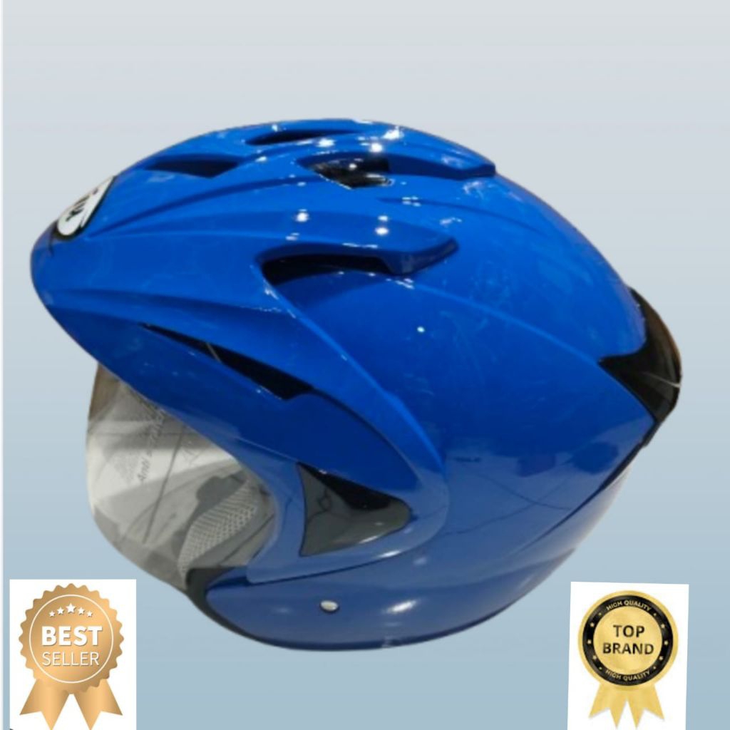 Jual Helm Hiu Arrow Half Face Doble Visor Blue Mild | Shopee Indonesia