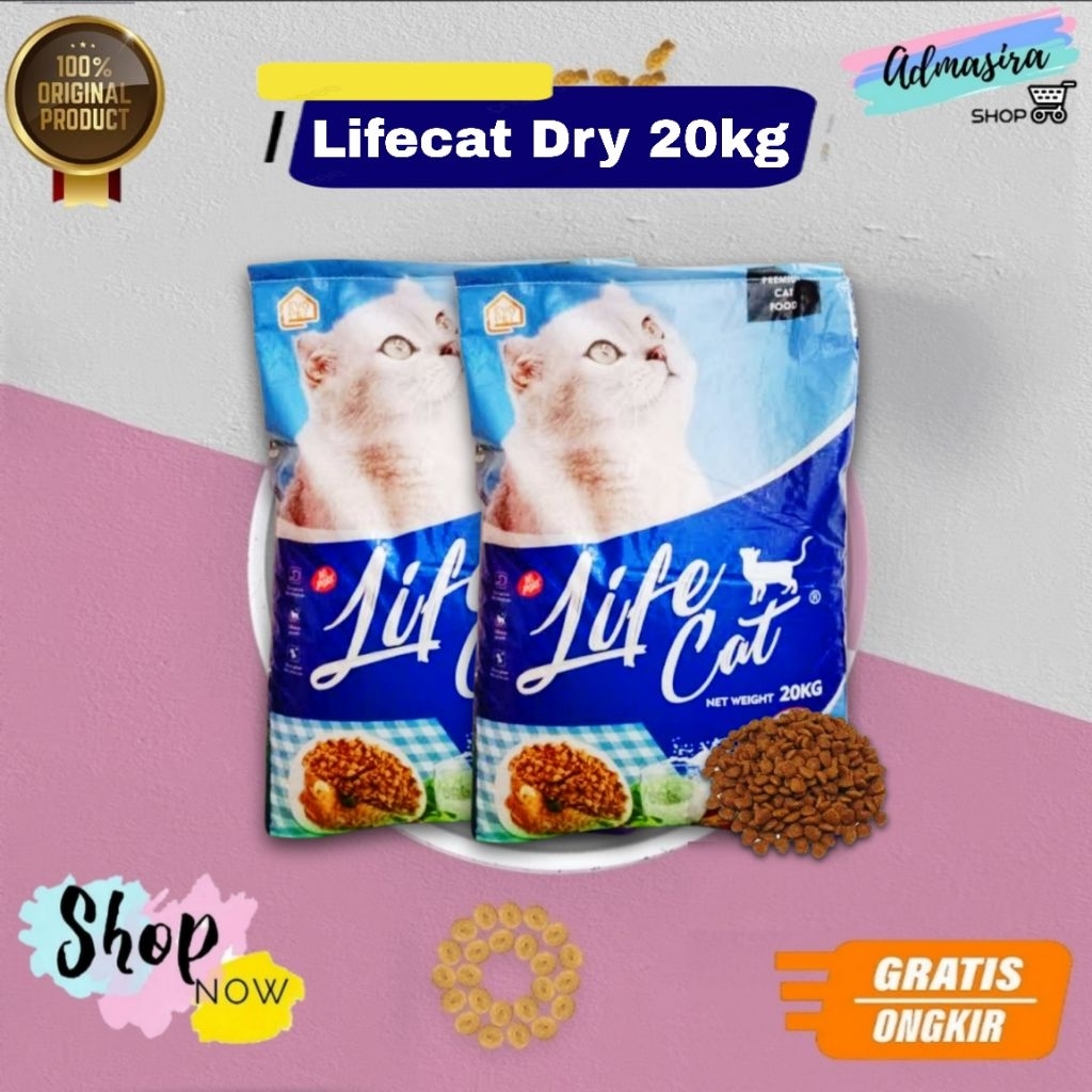 Jual Lifecat Dry Food 20kg 1 sak karung Makanan Kucing life cat ...