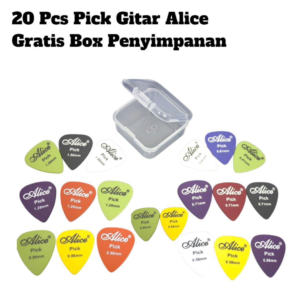 Jual Pick Gitar Alice Termurah 10-50Pcs + Gratis Box & Holder | Pick ...