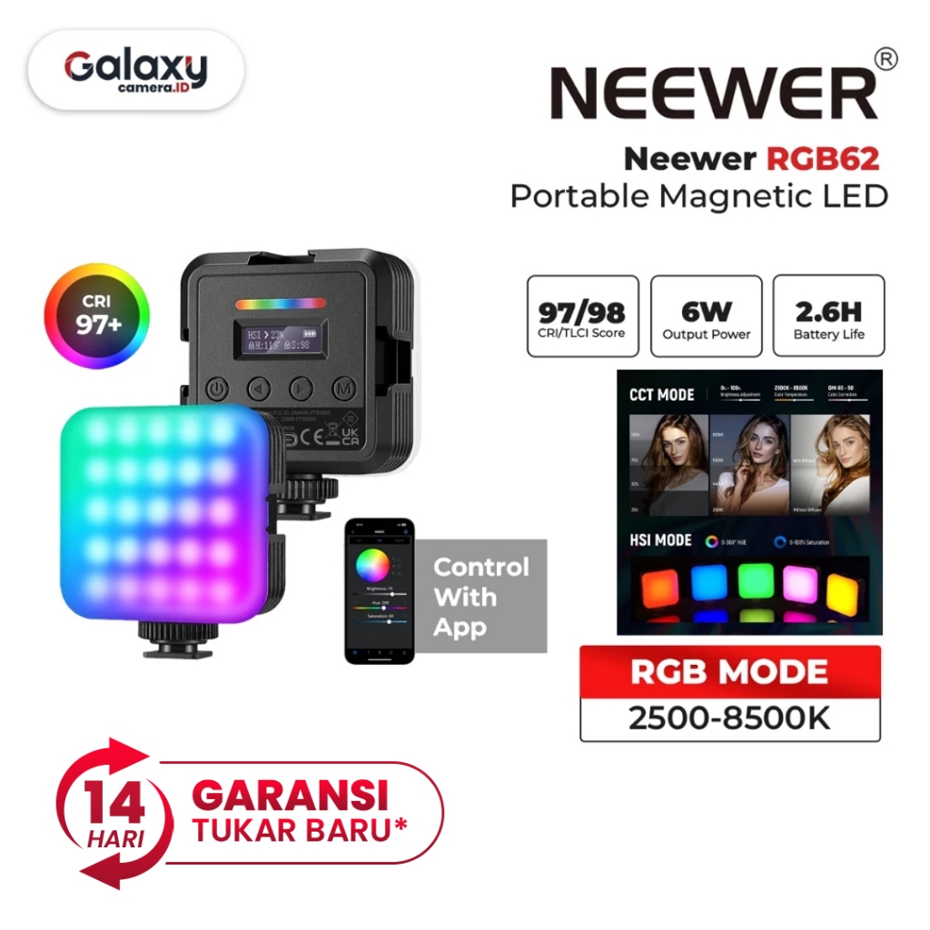 Jual Neewer RGB62 Magnetic LED Portable RGB 62 Lighting Video Light ...