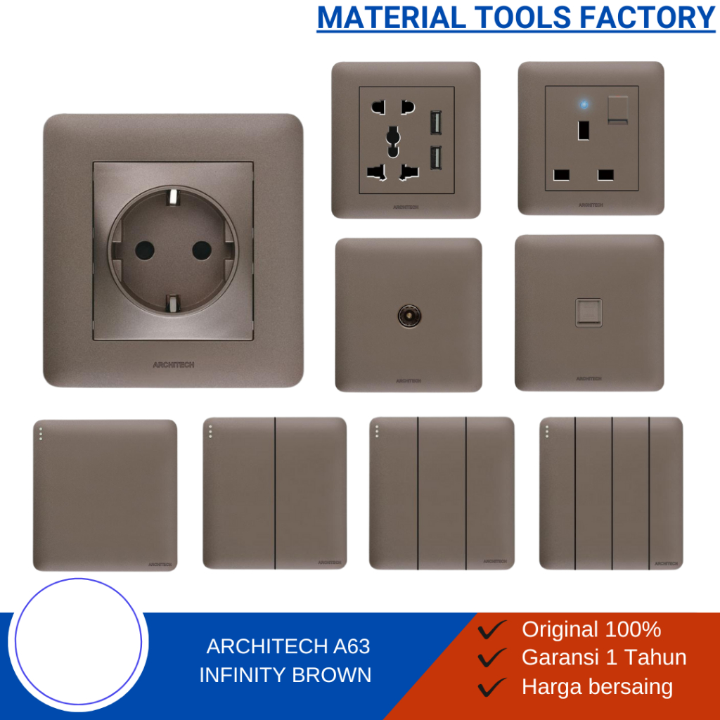 Jual ARCHITECH INFINITY A63 BROWN SAKLAR STOP KONTAK FRAME | Shopee Indonesia