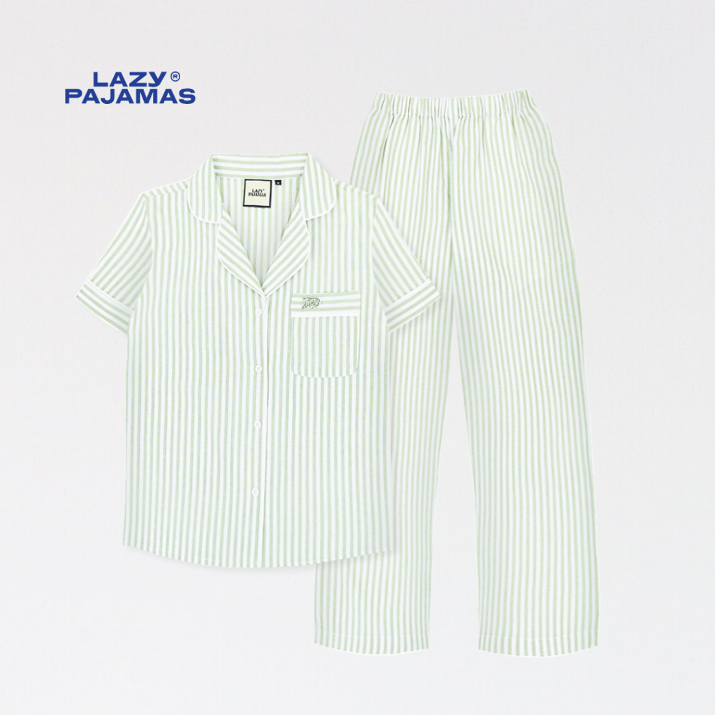 Jual Lazy Pajamas® Morgen Pajamas Set - Sage Stripes | Piyama | Baju ...