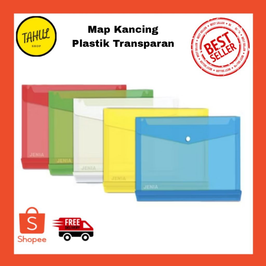 Jual Map Kancing Plastik Transparan / Map Kancing F4 Folio Plastik ...