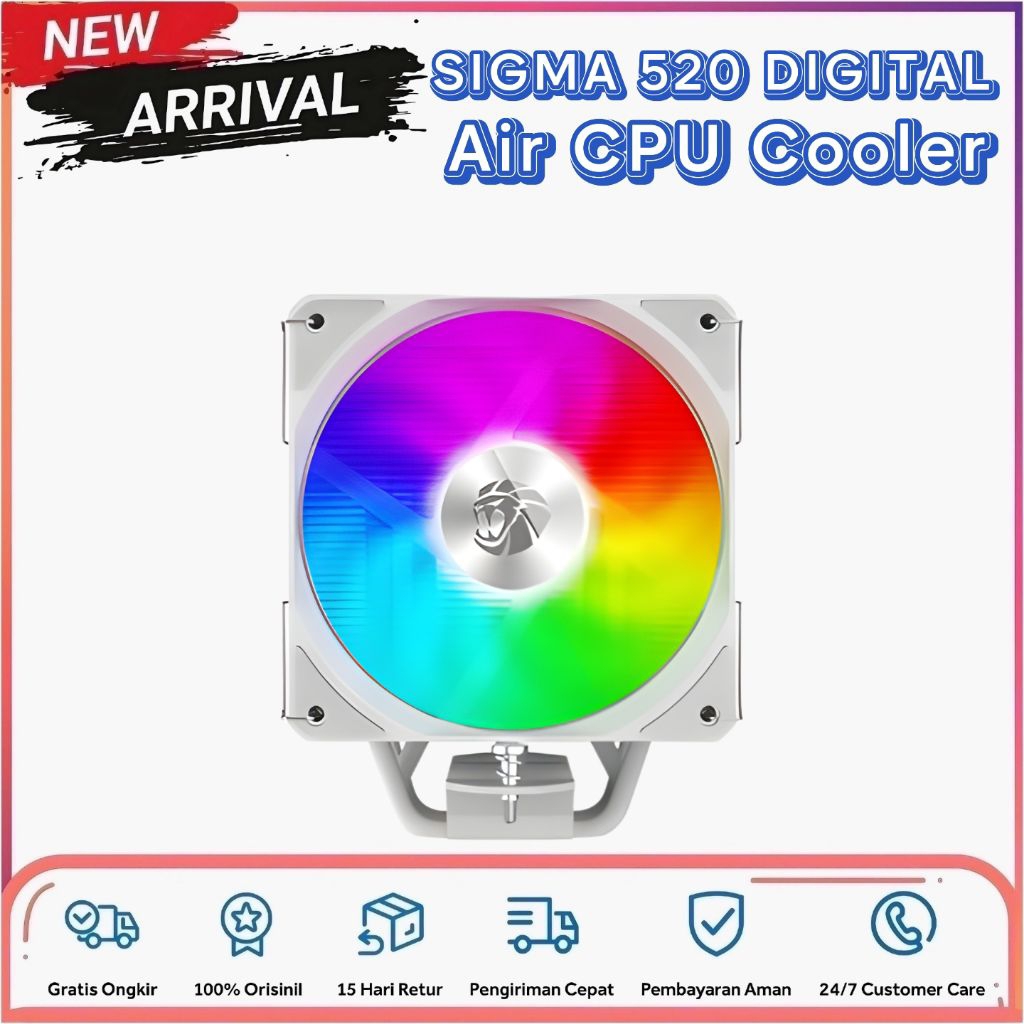 Jual GameMax SIGMA 520 DIGITAL 220W ARGB Sync Single FAN 12CM Tower Air CPU Cooler White ...