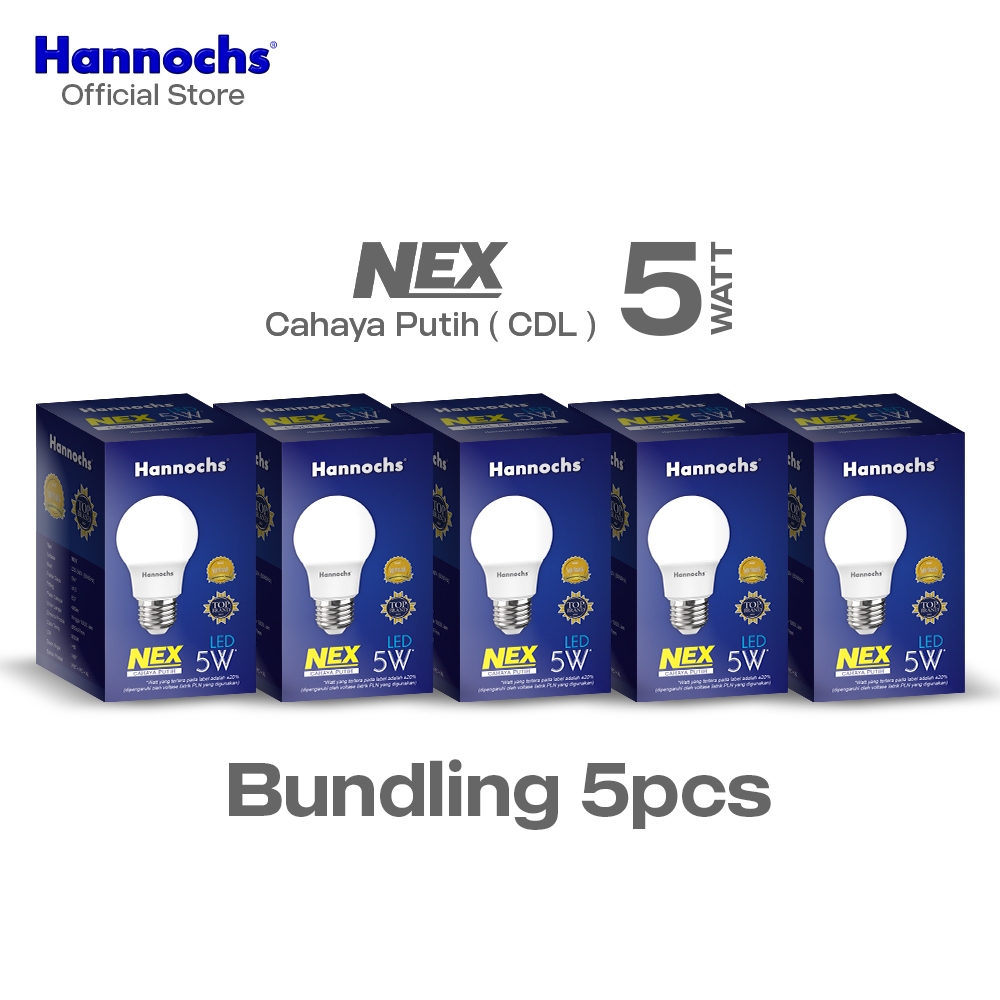 Jual Hannochs Lampu Bohlam LED NEX 5W Cahaya Putih Paket isi 5pcs ...