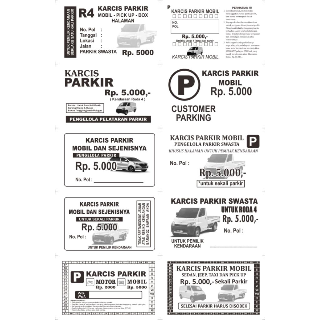 Jual Cetak Karcis Parkir/Masuk Desain sesuai request | Shopee Indonesia
