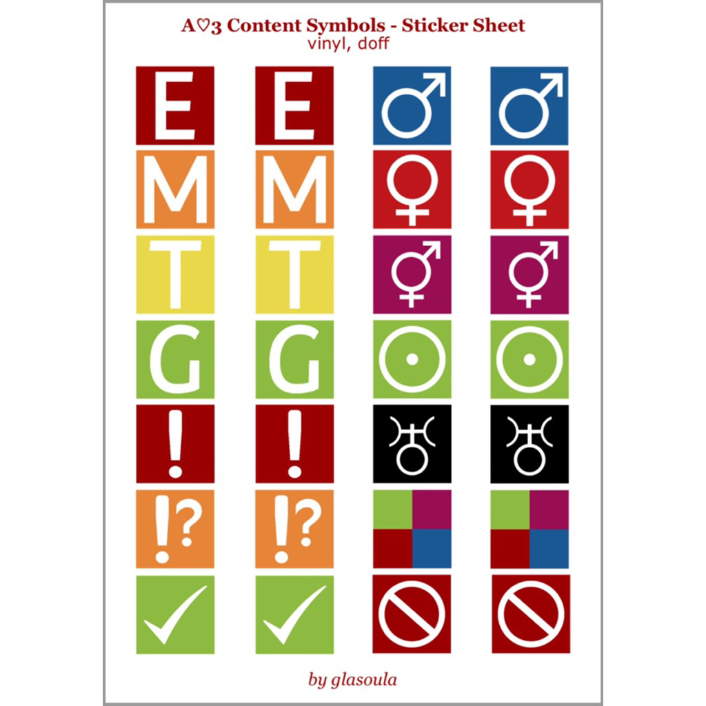 Jual A♡3 CONTENT SYMBOLS - Sticker sheet by Glasoula | Shopee Indonesia