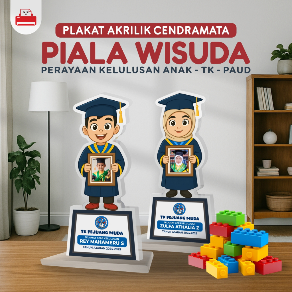 Jual Custom Piala Akrilik Plakat Kenangan Wisuda Anak Sekolah TK / PAUD ...