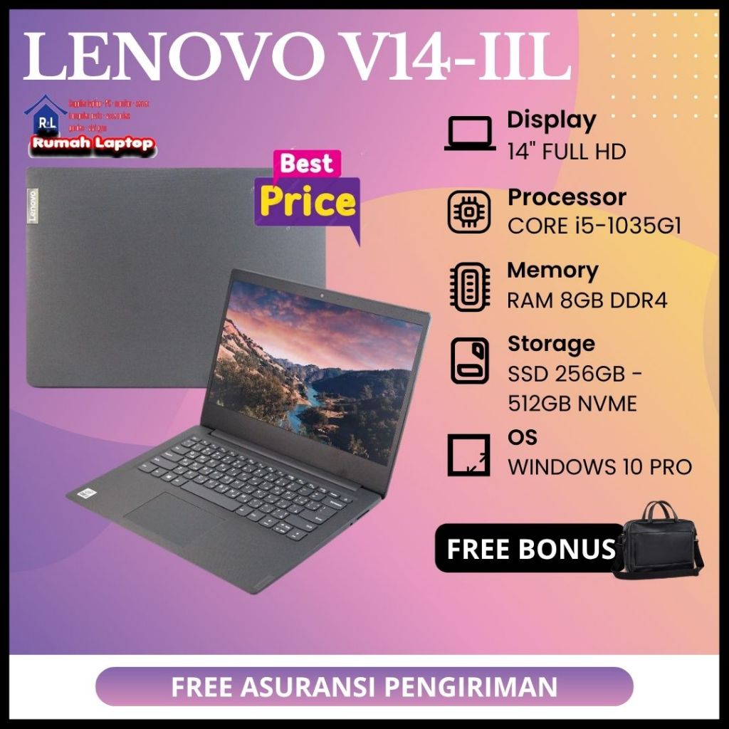 Jual BEST SELLER Lenovo Ideapad V14-iil Core i5-1035G1 Ram 8gb Ssd 256gb Nvme 14" Fhd Windows 10 ...