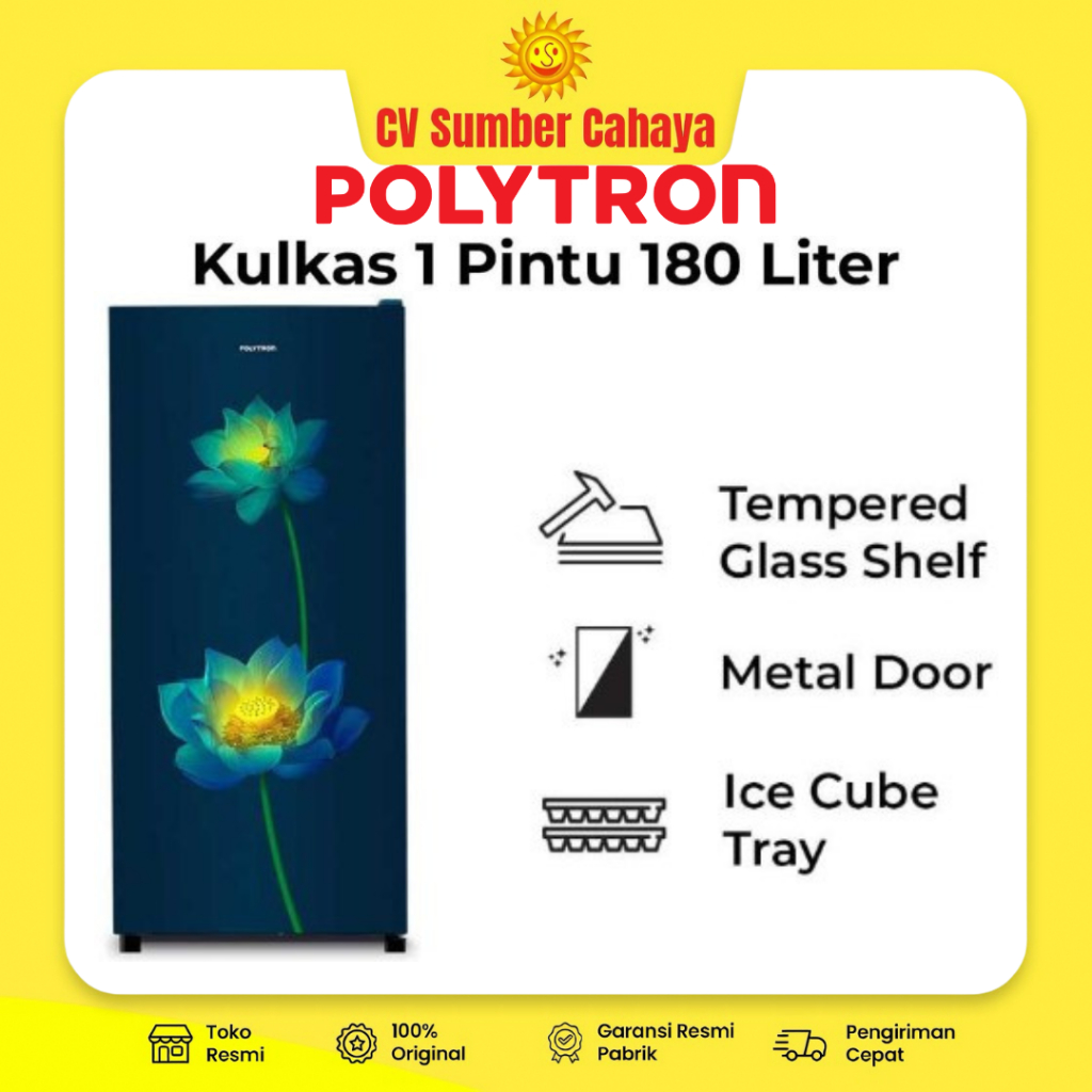 Jual Polytron Kulkas 1 Pintu 180Liter Metal Door PRB-187 LB/R Flower ...