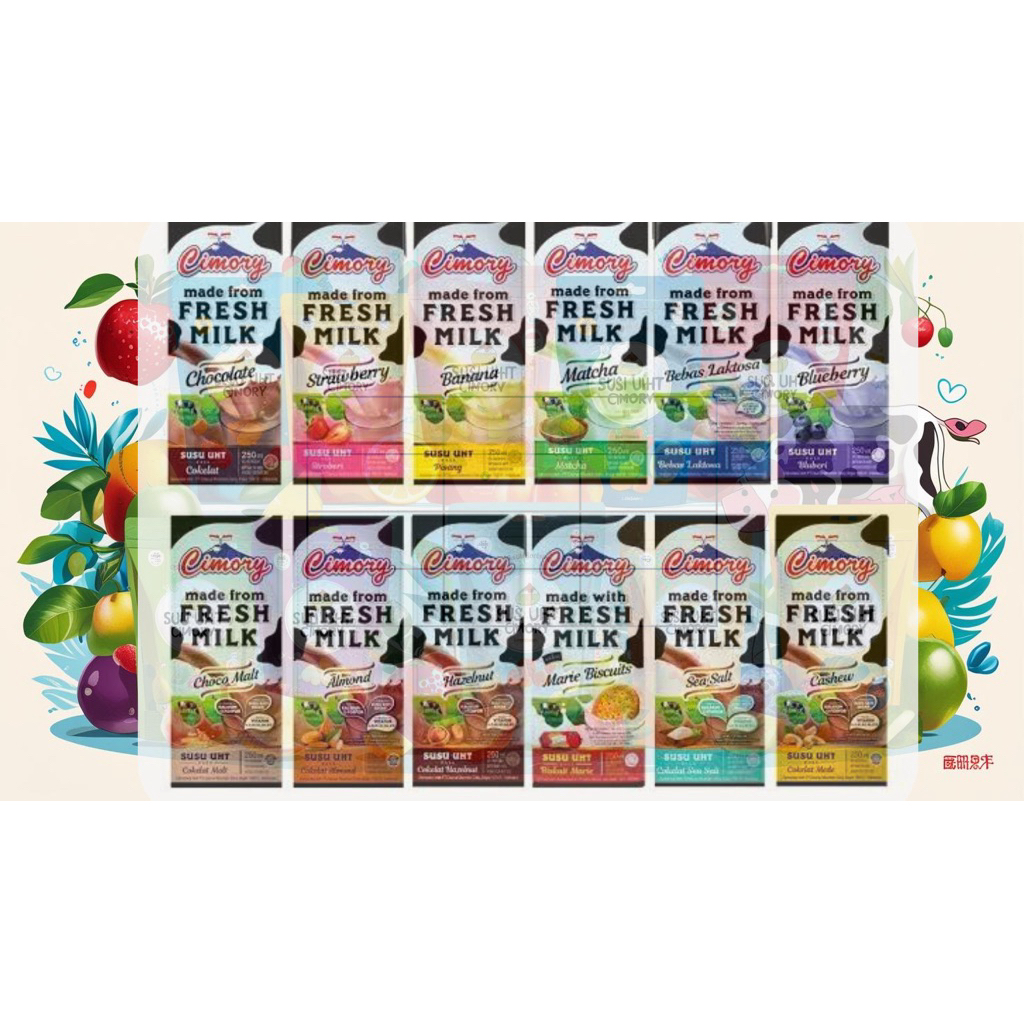 Jual cimory UHT Fresh Milk 250ml All Varian 12 Rasa Lengkap Halal ...