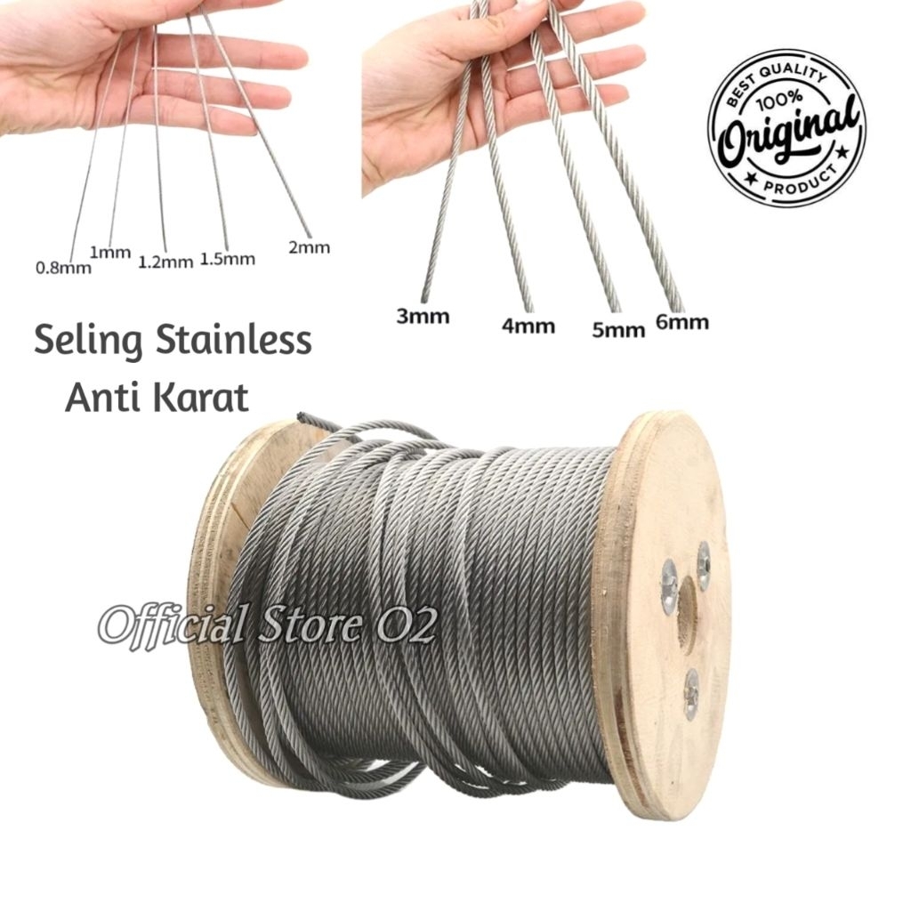 Jual Seling Stainless 1.5 mm Wire Rope Tali Seling Baja Anti Karat ...