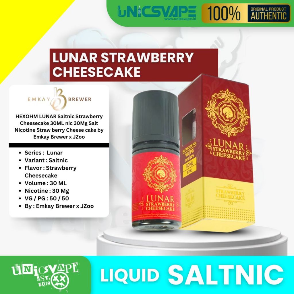Jual LIQUID HEXOHM LUNAR Saltnic Strawberry Cheesecake 30ML nic 30Mg ...