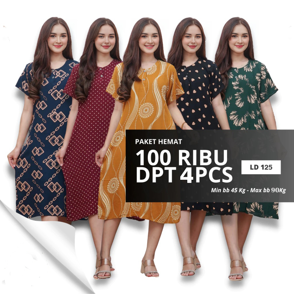 Jual Daster Kekinian Terbaru 100 Dapat 4 Daster Jumbo Kancing Depan ...