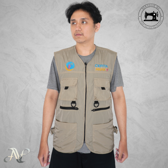 Jual Rompi Proyek crinkle warna krem bordir Rompi lapangan Vest Custom ...