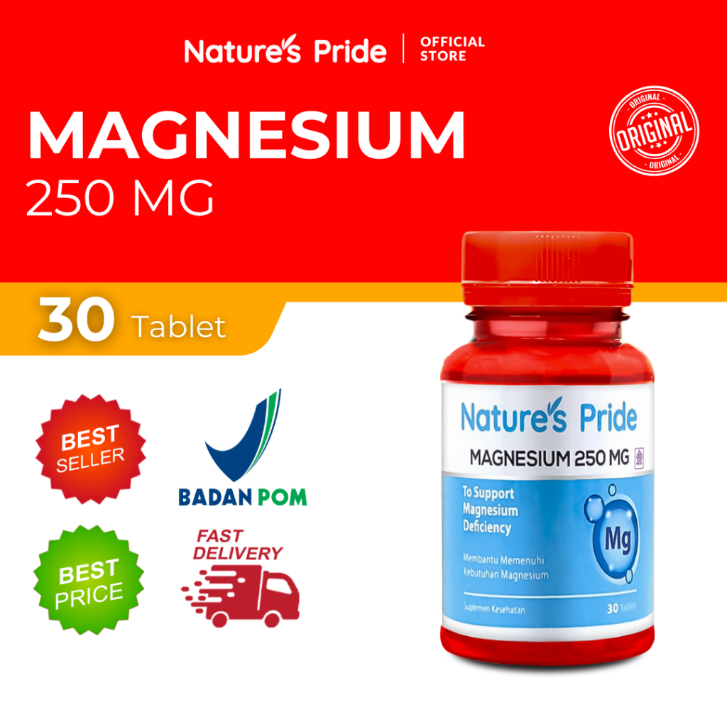 Jual NATURE'S PRIDE MAGNESIUM 250MG ISI 30 & 100 TABLET - SUPLEMEN ...