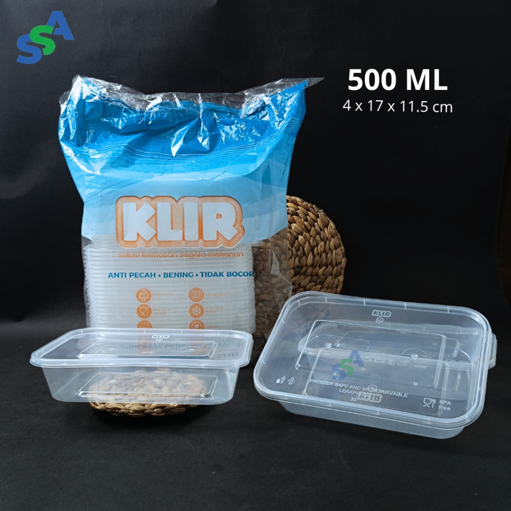 Jual THINWALL KLIR RECTANGLE 500 ML ISI 25 PCS / KOTAK MAKANAN PLASTIK ...