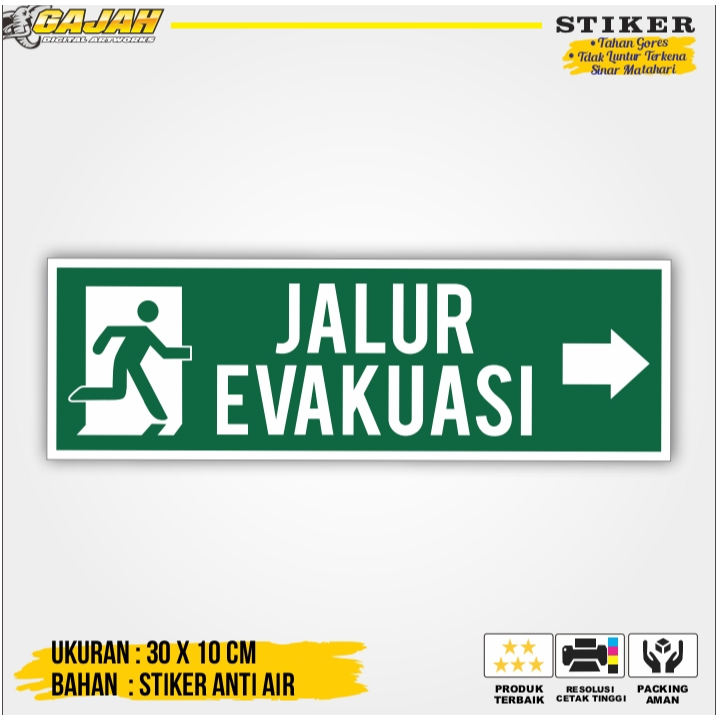 Jual SIGN / RAMBU STIKER JALUR EVAKUASI KANAN | Shopee Indonesia