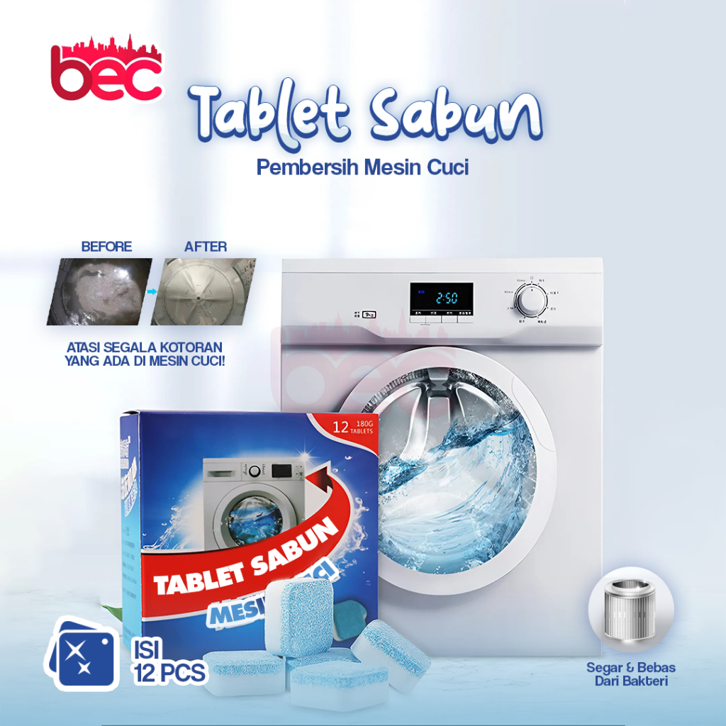 Jual [BEC] Tablet Sabun Pembersih Mesin Cuci isi 12pcs | Washer Deep ...