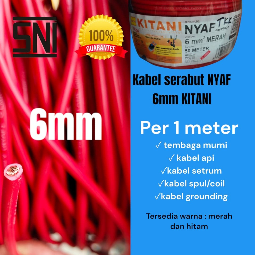 Jual KABEL SERABUT NYAF KITANI 6MM 6 MM KABEL RAKIT AMPLIFIER OTOMOTIF ...