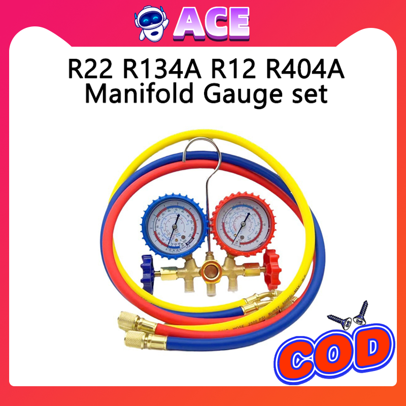 Jual 【ACE】 Paket Komplit Isi AC Mobil R134a Double Manifold Double R22 R134 R404 R32 AC Double ...