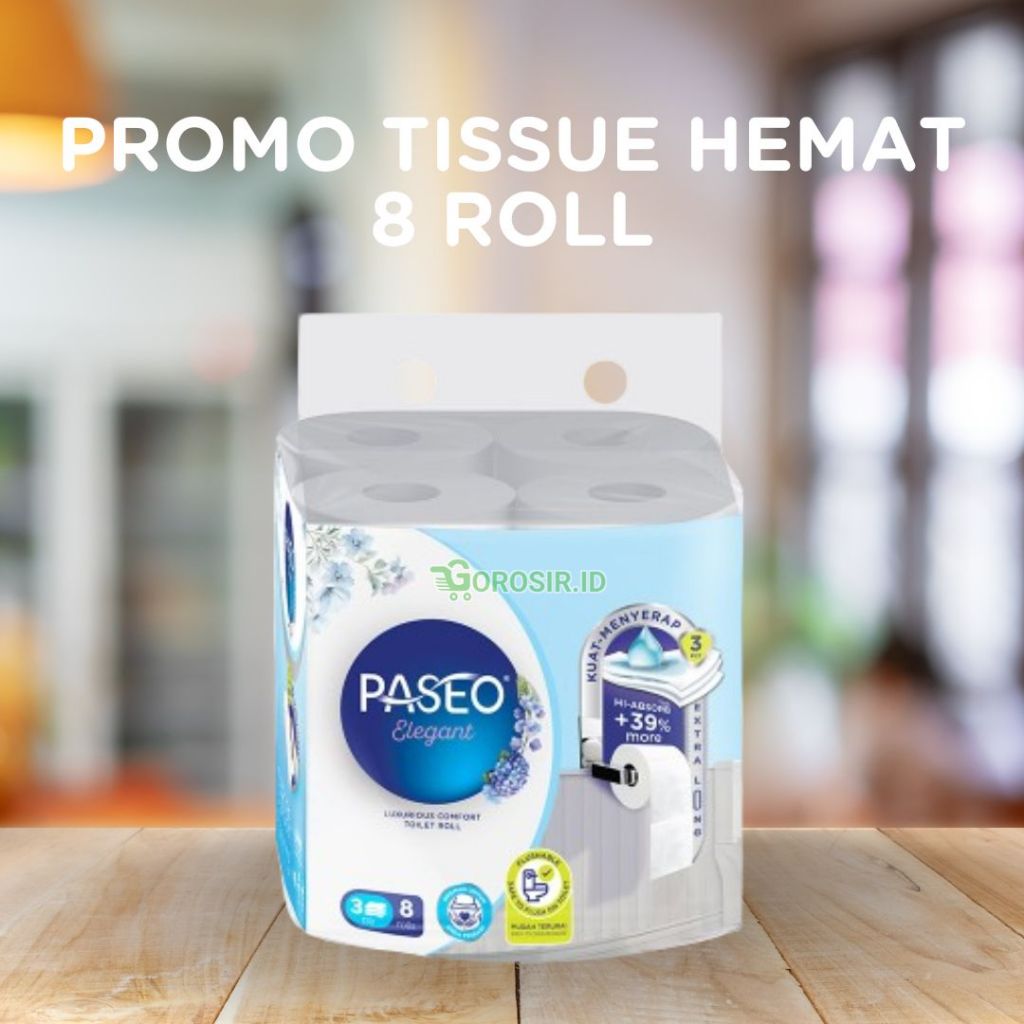 Jual Tissue Paseo Toilet Elegant 8 Roll 300 Sheets 3 ply | Shopee Indonesia