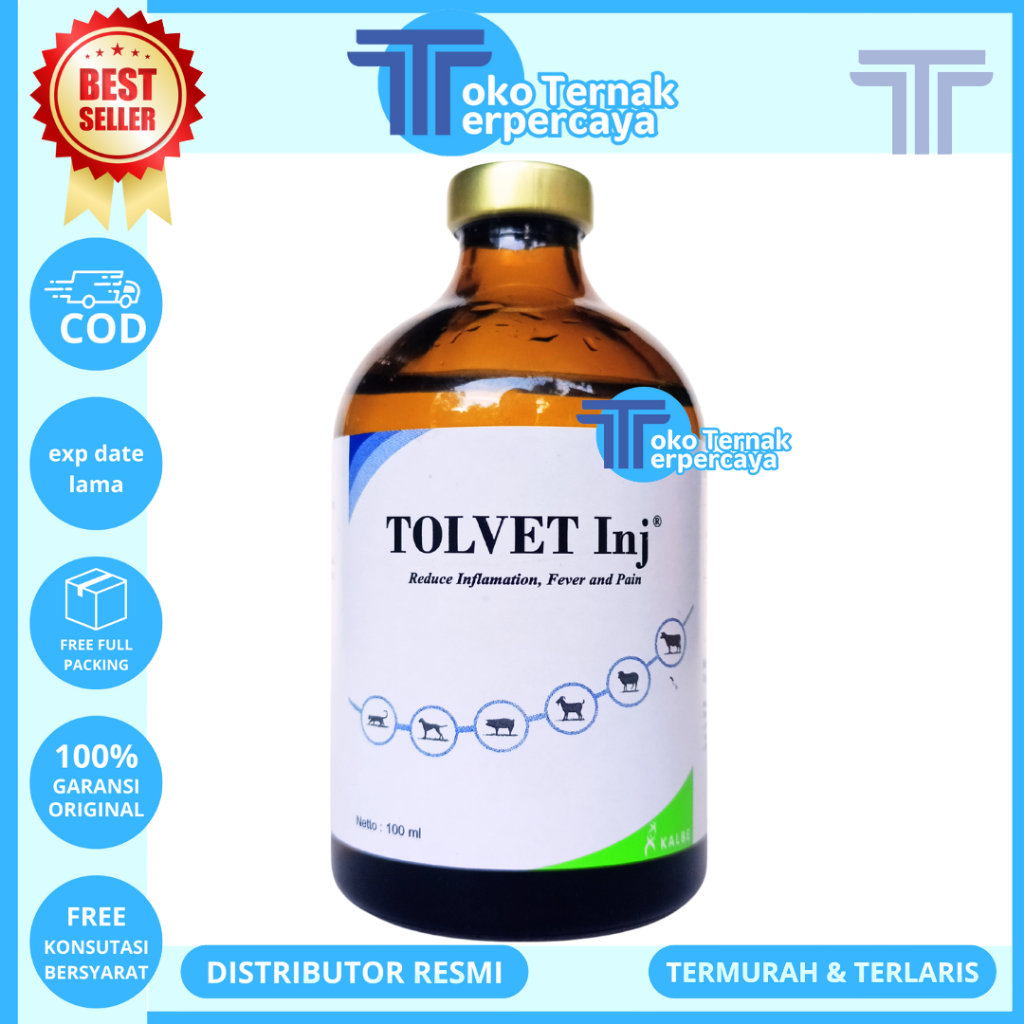 Jual TOLVET INJ 100 ML - Anti radang Anti Inflamasi Hewan Pereda Nyeri ...