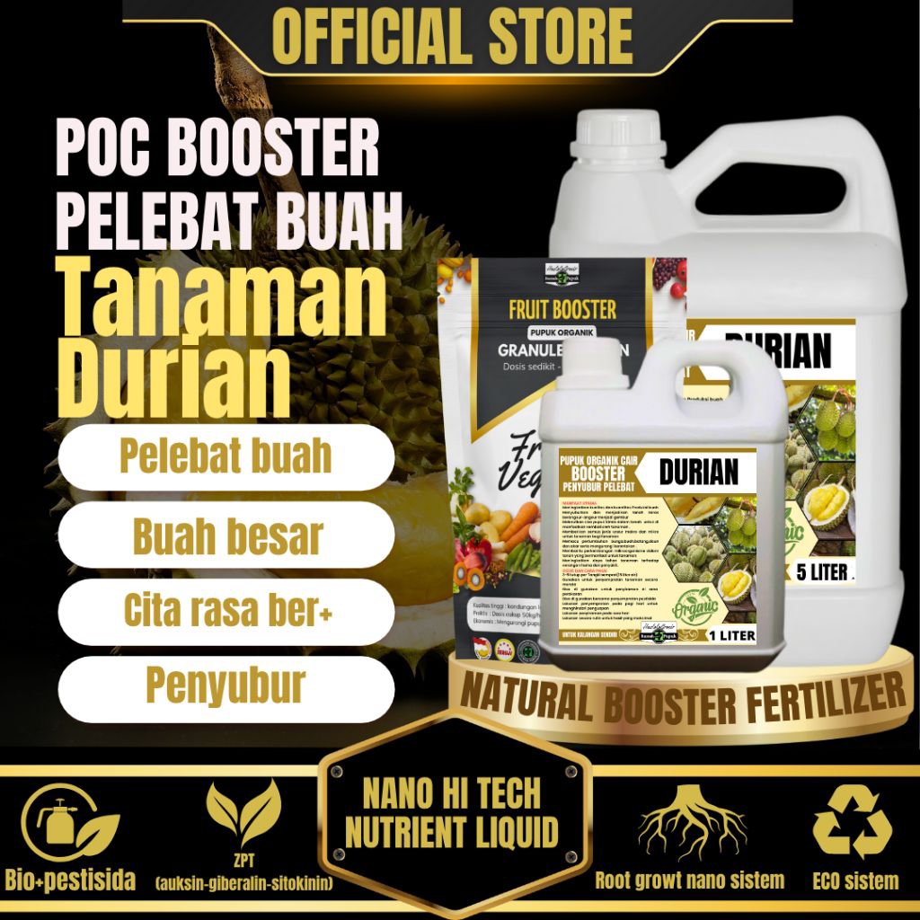 Jual Pupuk Organik Durian 1 liter Agar Berbuah Lebat Besar Dan Manis Pupuk komplit Penyubur ...