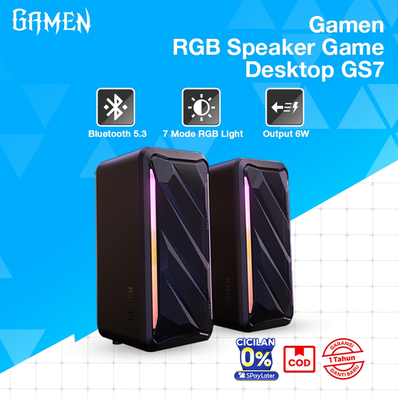 Jual GAMEN Speaker Bluetooth Super Bass PC Gaming Surround Sound GS7 7 RGB Mode Bluetooth 5.3 ...