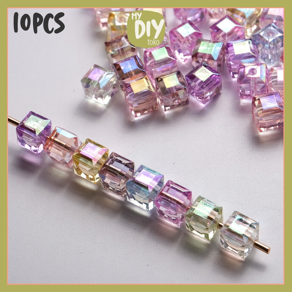 Jual (10pcs) Manik Kristal Ceko Transparan Akrilik Bentuk Kotak Persegi ...