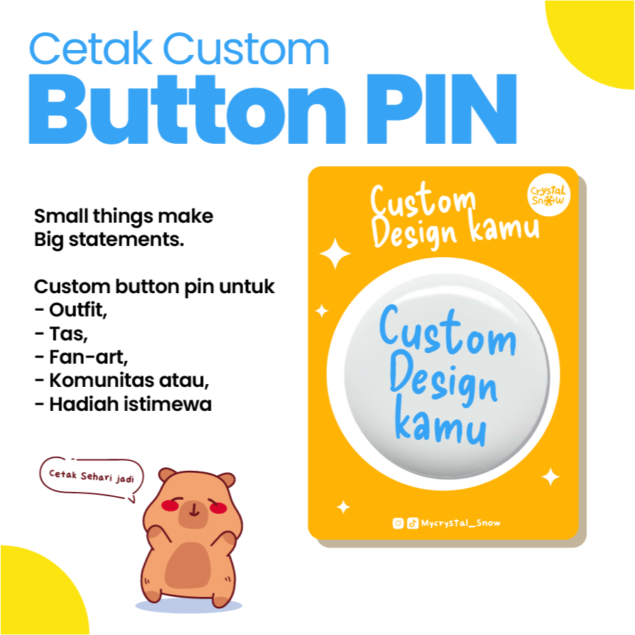 Jual Cetak Custom Buttom Pin Bross Glossy Glitter | Shopee Indonesia