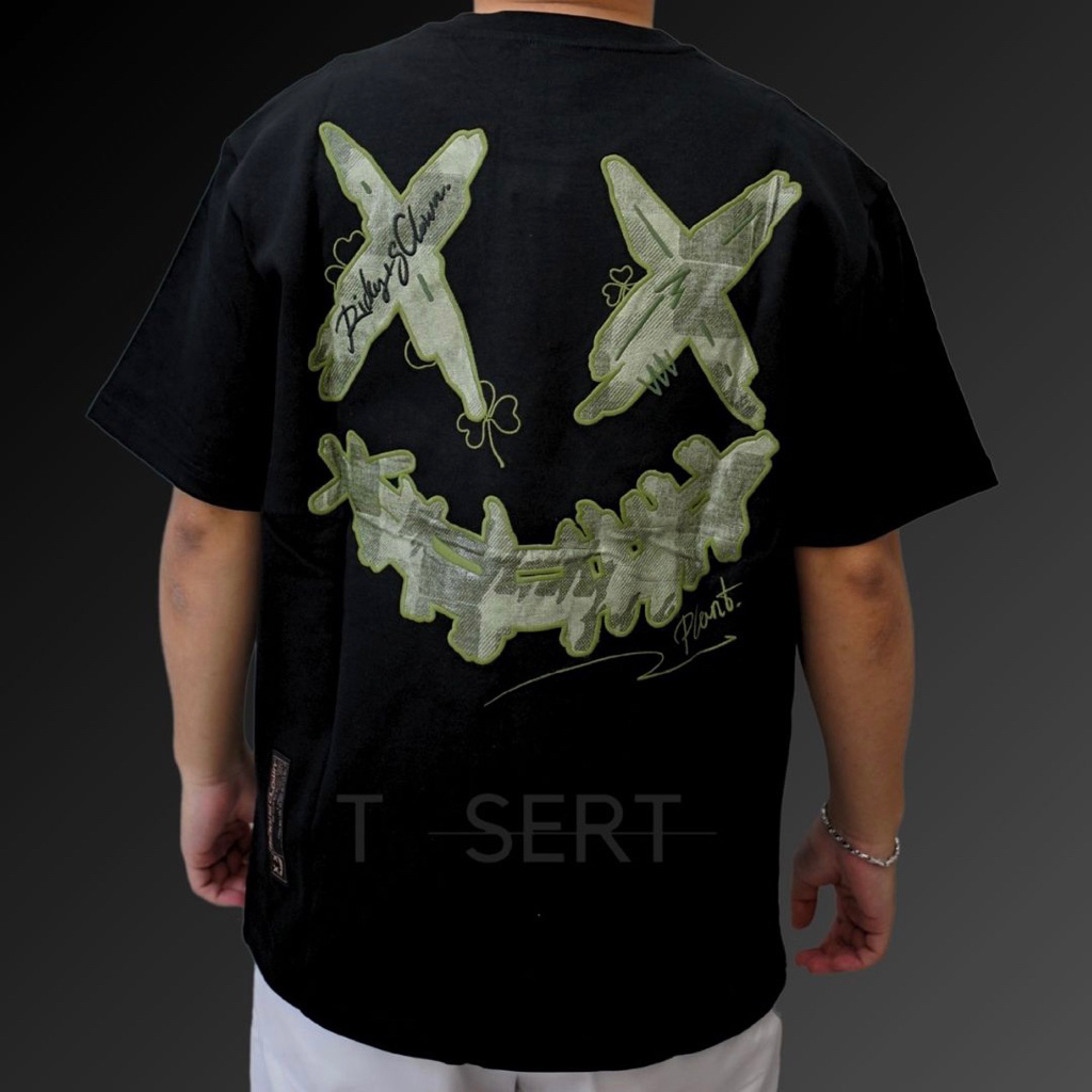 Jual Ric Ricky Is Clown Green Clover Embroidered Tee Black Original ...